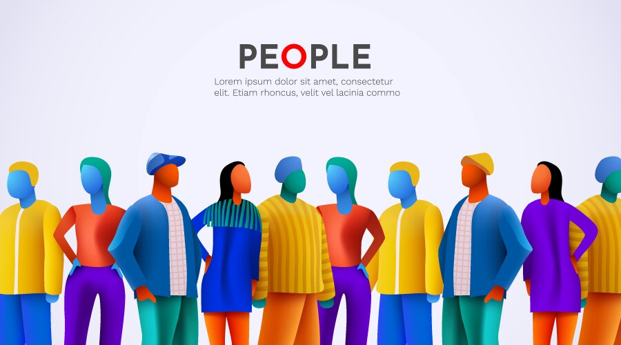 Crowd of Cartoon People Standing in Line Vector Images (over 470)