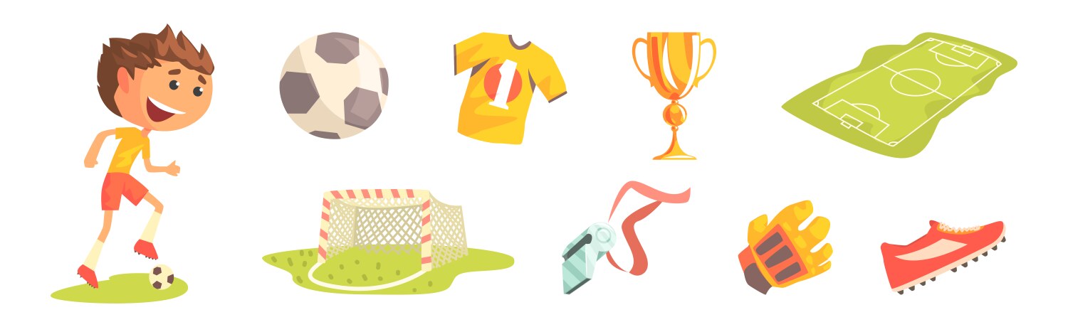 Football professional objects and colorful item Vector Image