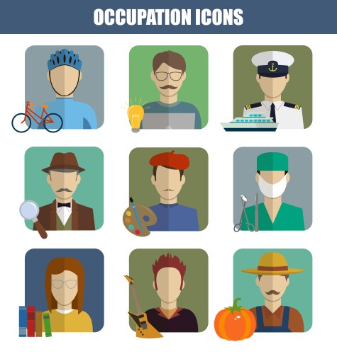 Occupation icon set people of different Royalty Free Vector
