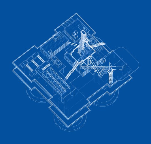 Offshore oil rig rendering of 3d Royalty Free Vector Image