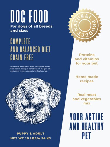 Dog food label template abstract packaging Vector Image