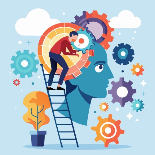 Brain maintenance fixing emotional and mental Vector Image