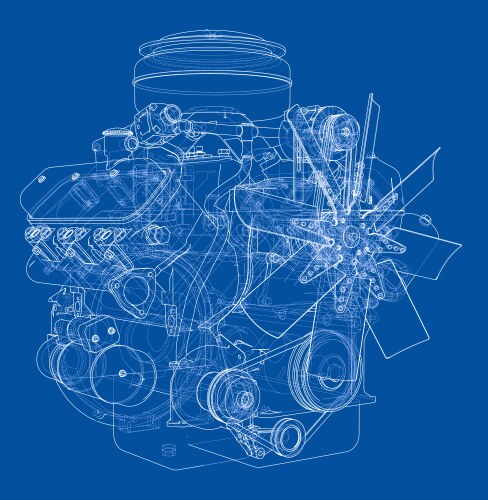 Turbofan engine blueprint Royalty Free Vector Image