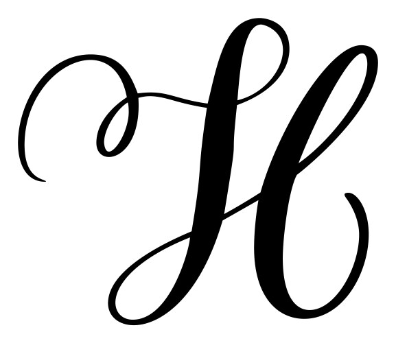 Hand drawn calligraphy capital letter h Royalty Free Vector