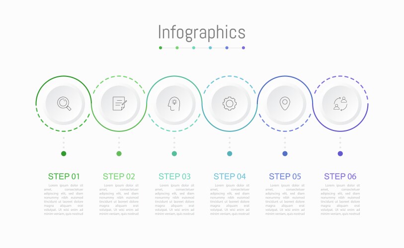 Infographic 6 options design elements Royalty Free Vector