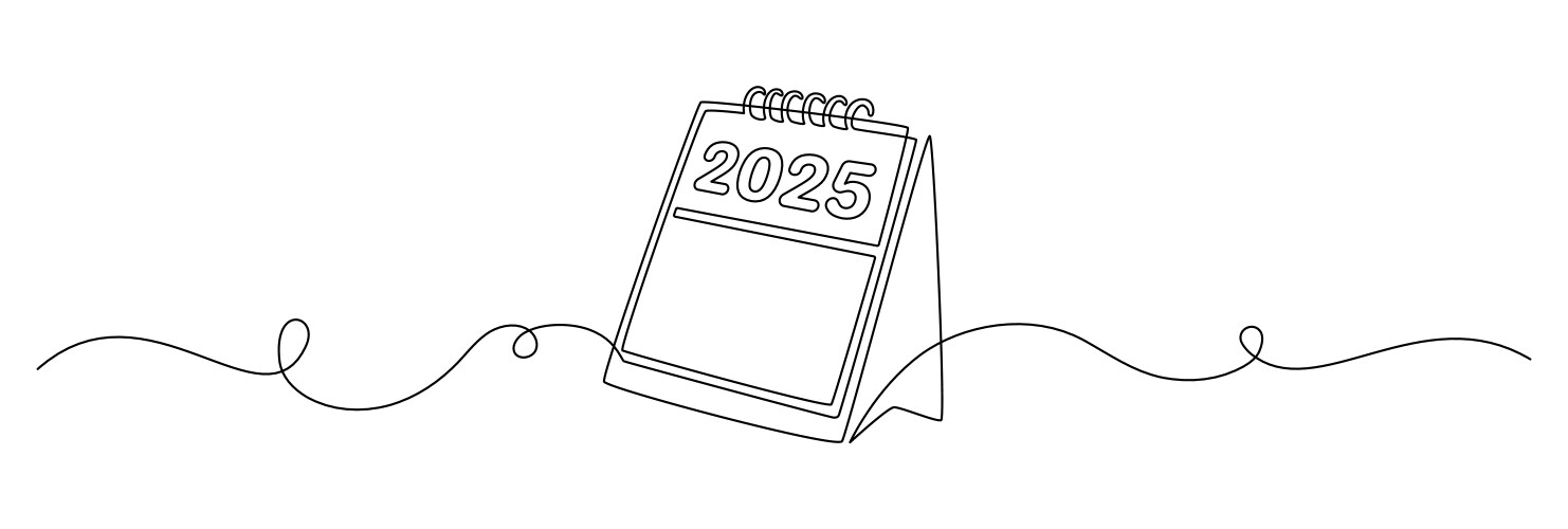 Loose-leaf calendar in one continuous line drawing