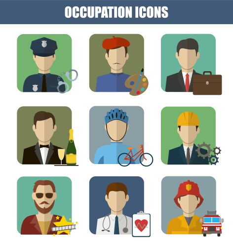 Occupation icon set people of different Royalty Free Vector