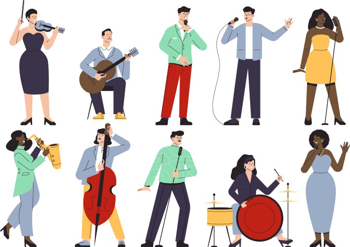 Cartoon kids marching band parade child musicians Vector Image