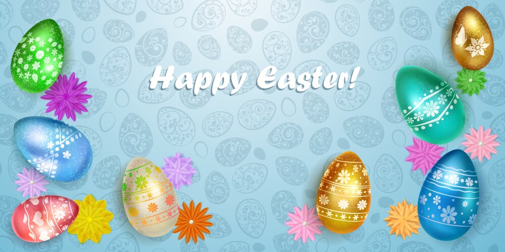 Rectangular frame with colorful easter eggs Vector Image