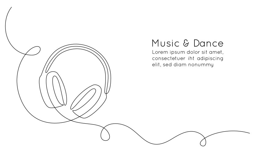 One line drawing of headphone speaker device Vector Image