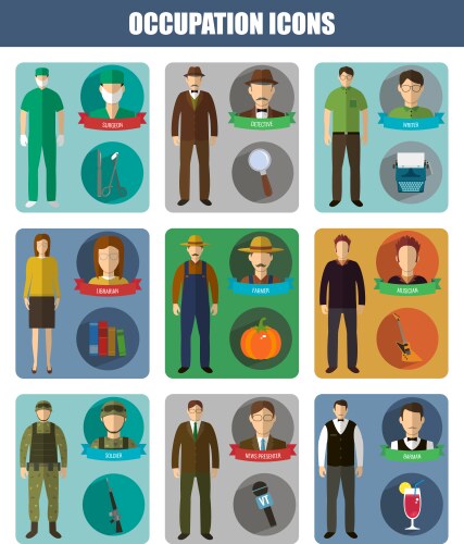 Occupation icon set people of different Royalty Free Vector