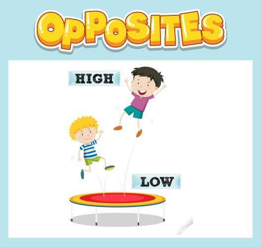 Opposite words high and low Royalty Free Vector Image
