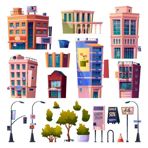 Cute city design elements Royalty Free Vector Image