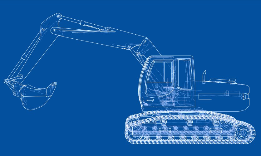 Excavator concept outline Royalty Free Vector Image