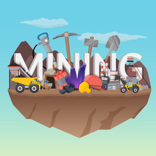 Mining industry flat composition Royalty Free Vector Image
