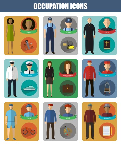 Occupation icon set people of different Royalty Free Vector