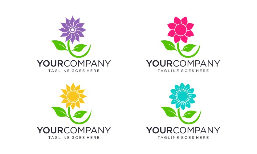 Flower logo design unique Royalty Free Vector Image