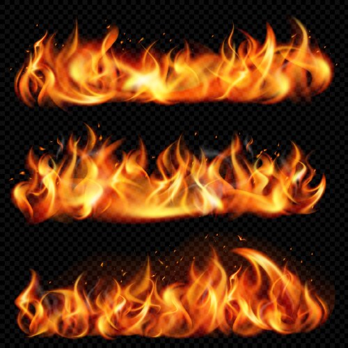Realistic fire smoke colored icon set Royalty Free Vector