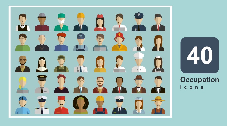 Occupation icon set people of different Royalty Free Vector