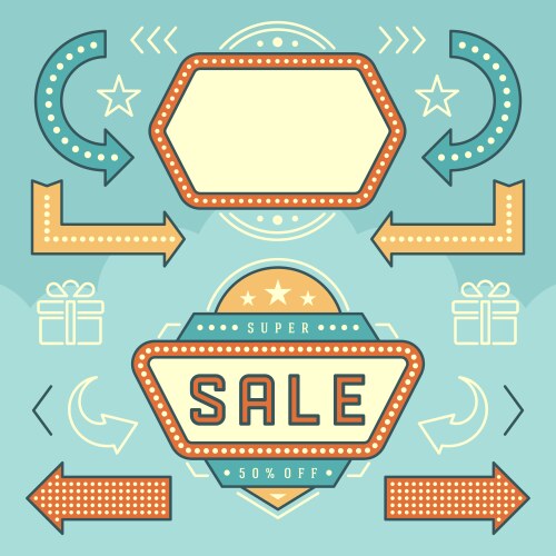 Retro american 1950s sign design elements set Vector Image