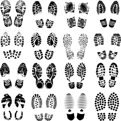 Footprints silhouettes barefoot steps prints Vector Image