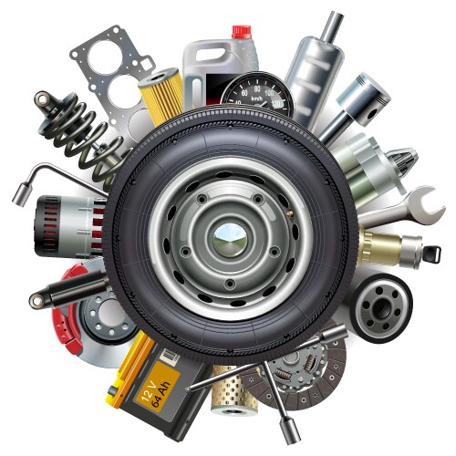 Car wheel with suspension parts Royalty Free Vector Image