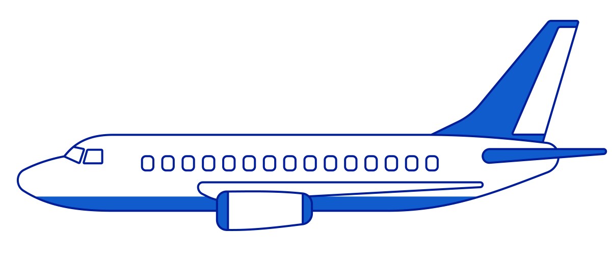 Airplane concept flat design side view Royalty Free Vector