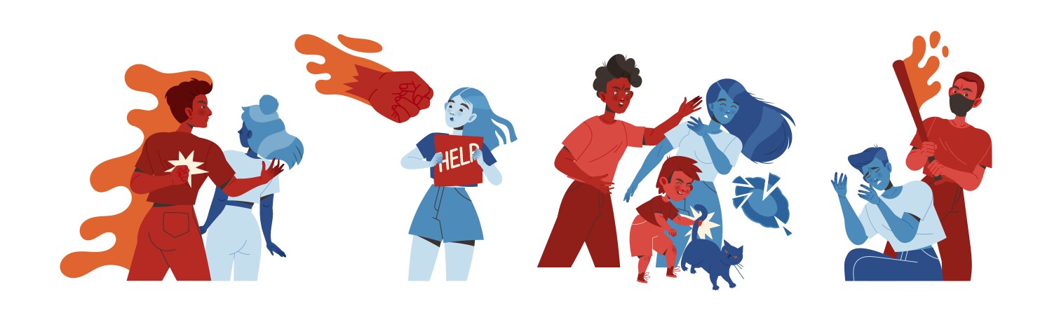 Aggressor and victim with suffering blaming Vector Image