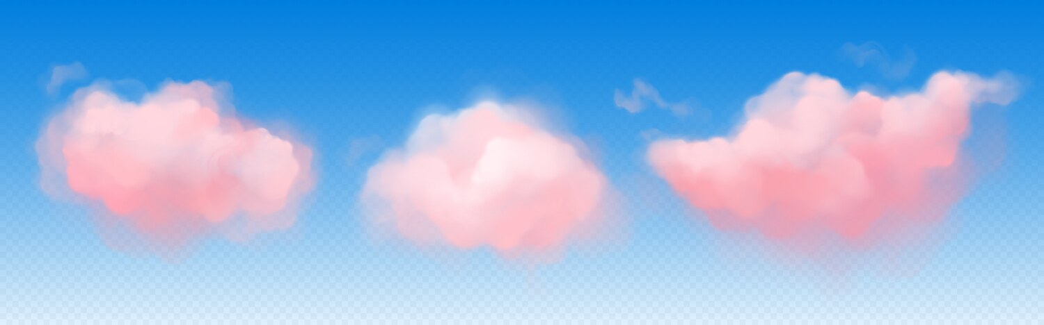 Realistic pink clouds on transparent background Vector Image