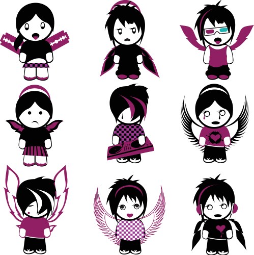 Emo girls Royalty Free Vector Image - VectorStock