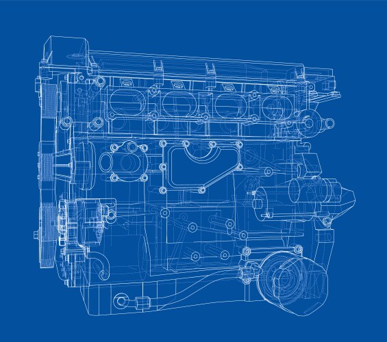 Engine sketch rendering of 3d Royalty Free Vector Image