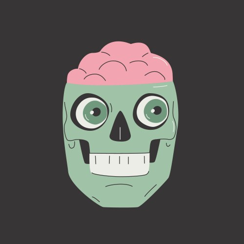 Cartoon funny skulls with colorful snakes Vector Image