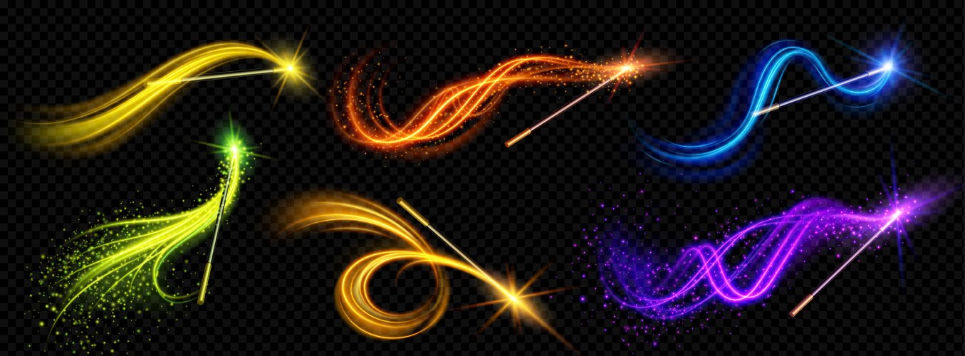 Wizard casts enchanted powerful spell Royalty Free Vector