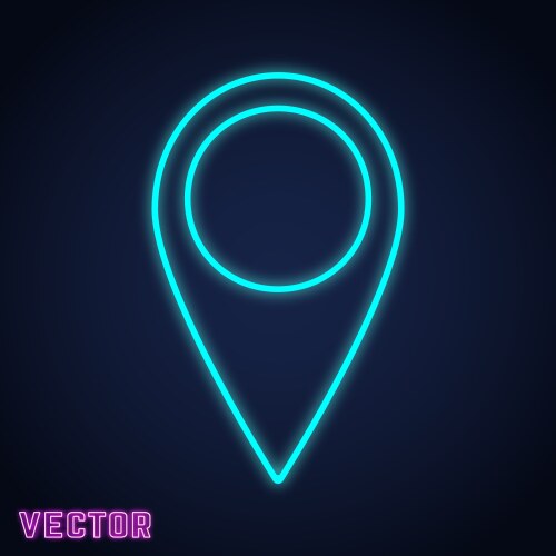 Navigation pin neon sign Royalty Free Vector Image