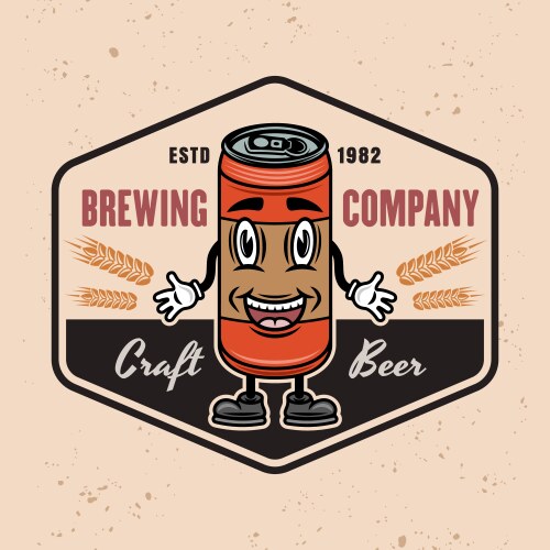 Beer can smiling character monochrome Royalty Free Vector