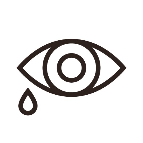 Human eye crying tears flowing drawing Royalty Free Vector