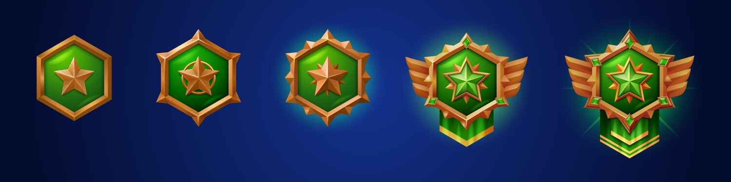 Set of military game rank badges Royalty Free Vector Image