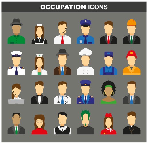 Occupation icon set people of different Royalty Free Vector