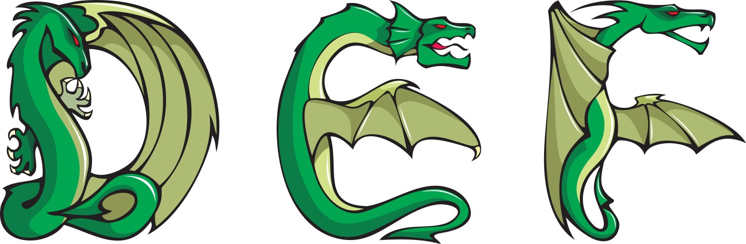 Dragons alphabet pqr Royalty Free Vector Image