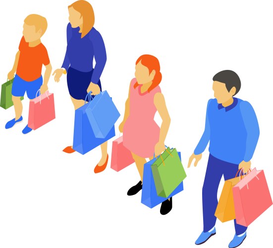 Happy family making purchases together poster Vector Image