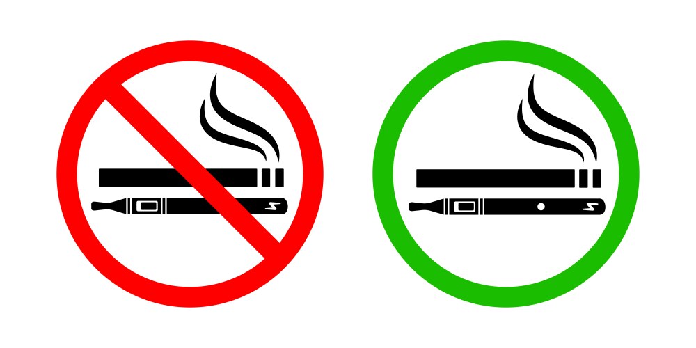 No smoking vaping signs set forbidden sign Vector Image
