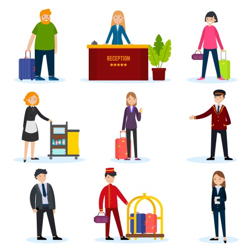 Hotel professions people workers receptionist Vector Image