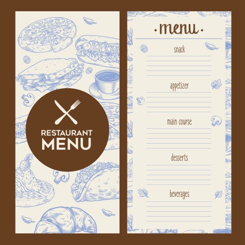 Simple meal menu planner with row and column grid Vector Image
