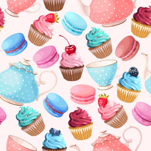Paris macaron pattern seamless print Royalty Free Vector