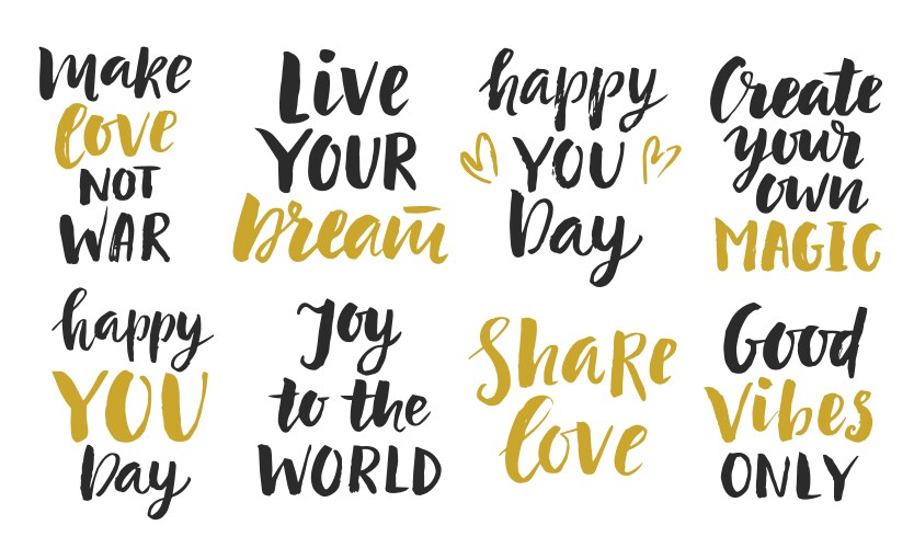 Hand lettering with motivational phrases Vector Image