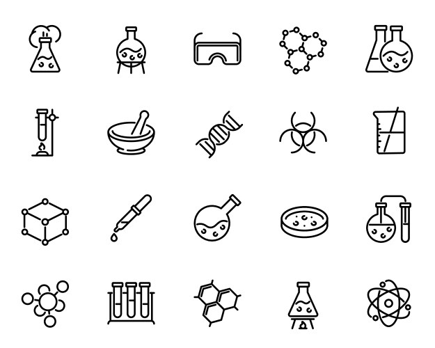Chemistry lab icon set Royalty Free Vector Image