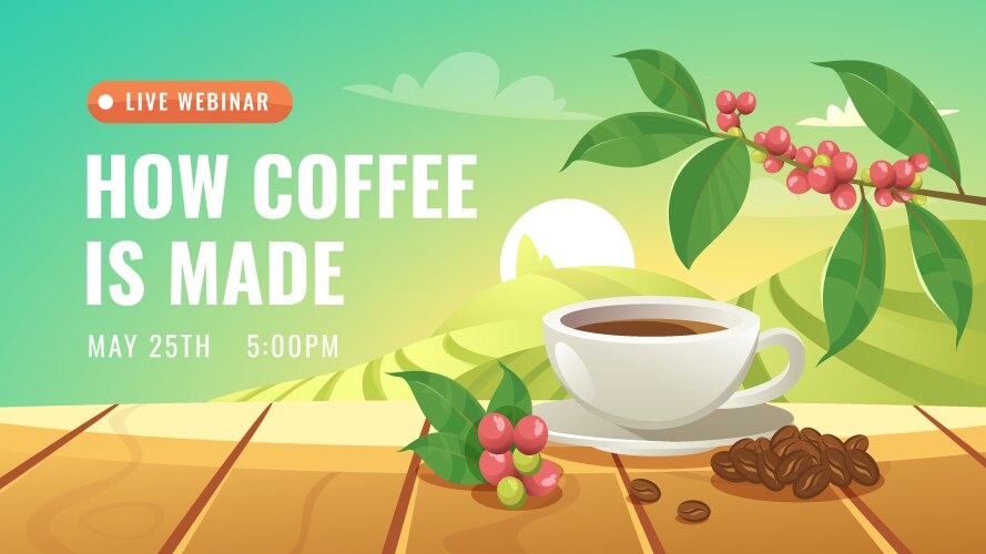 Realistic coffee shop banner template Royalty Free Vector