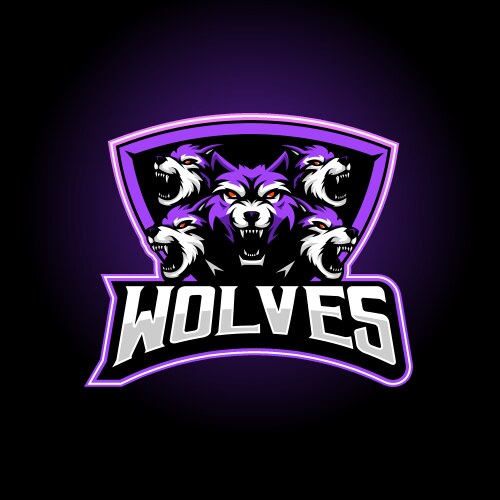 Three headed wolf mascot logo Royalty Free Vector Image