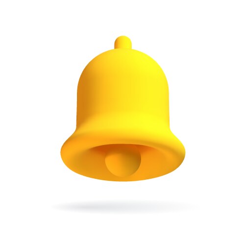 Yellow notification bell ringing icon 3d realistic