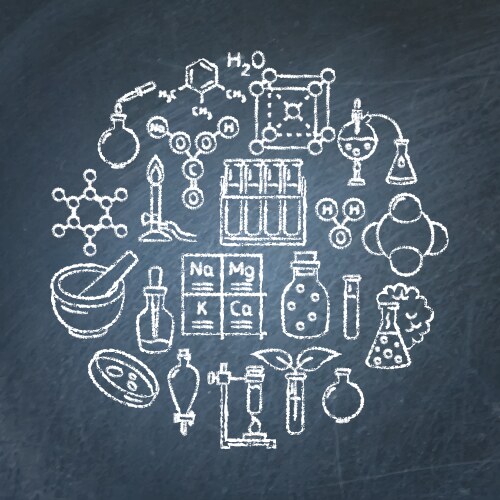 Science round poster on chalkboard Royalty Free Vector Image